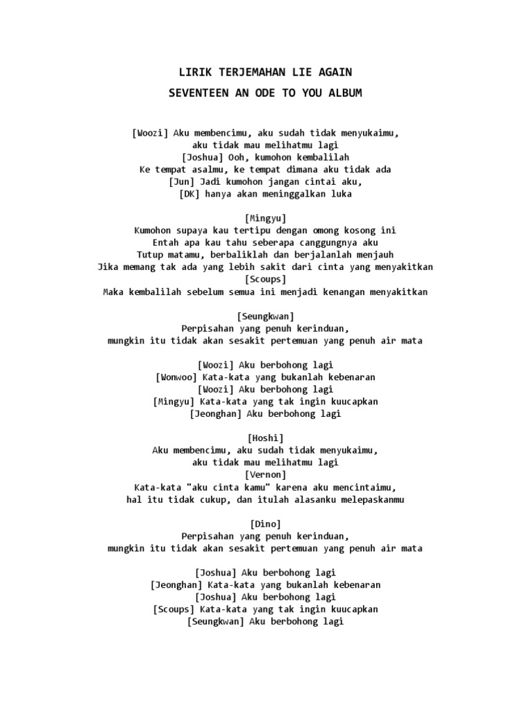 Lie Again - Seventeen An Ode | PDF
