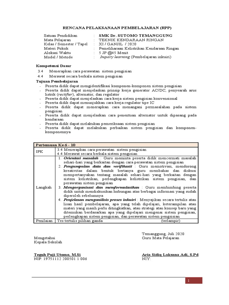 Form RPP Sistem Pengisian | PDF