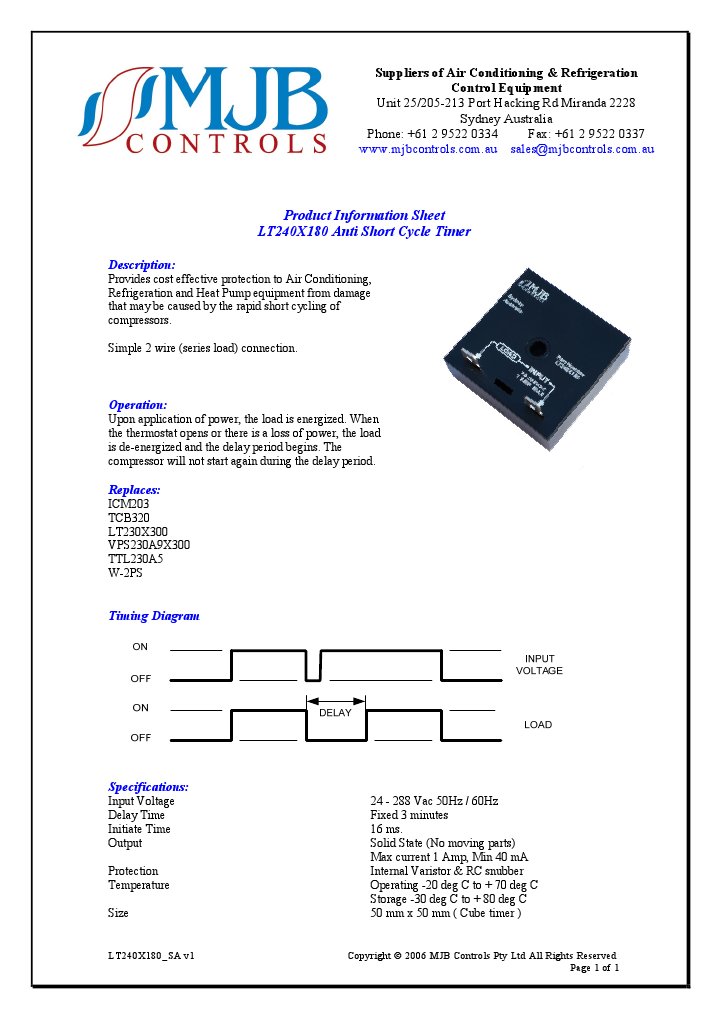 LT240X180 Solid State On Delay Cube Timer | PDF