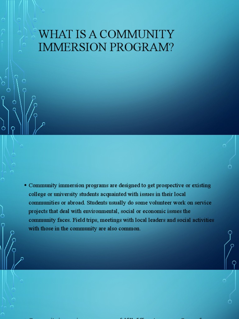 What Is A Community Immersion Program | PDF