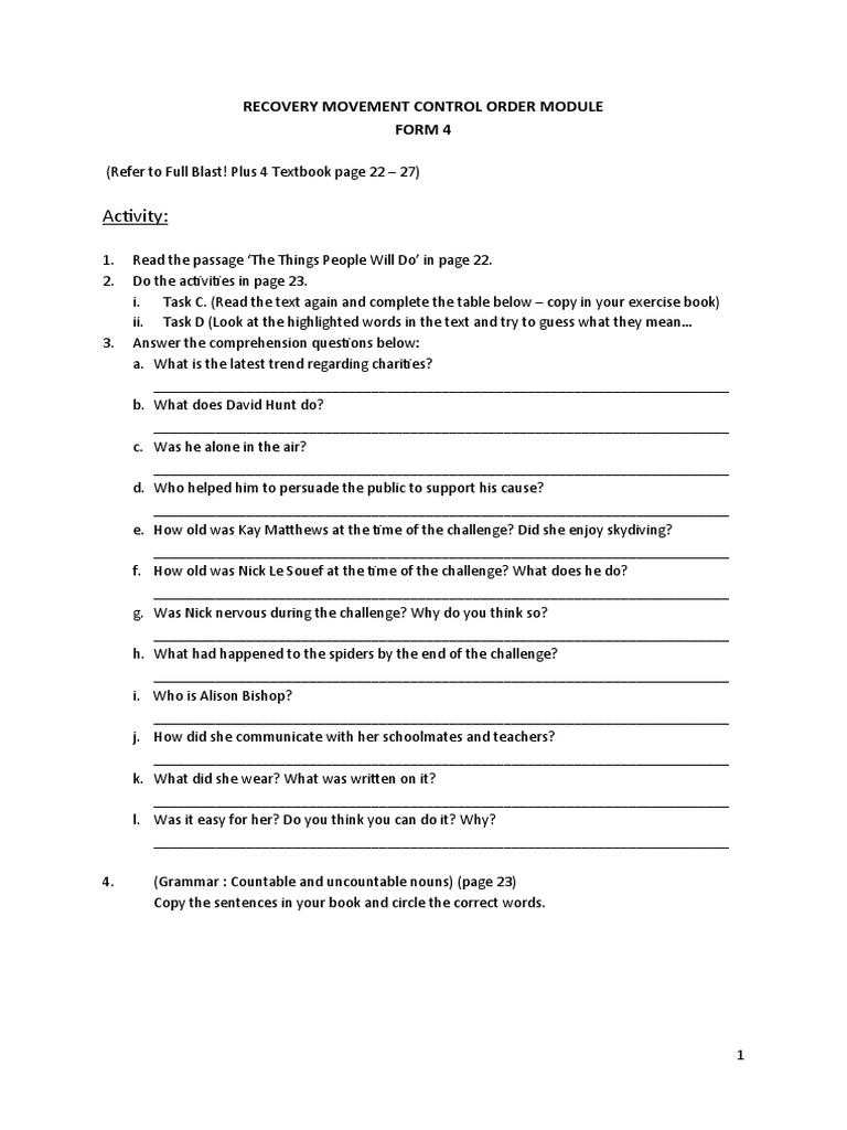 Recovery Movement Control Order Module Form 4 | PDF | Dr. Watson | Phrase