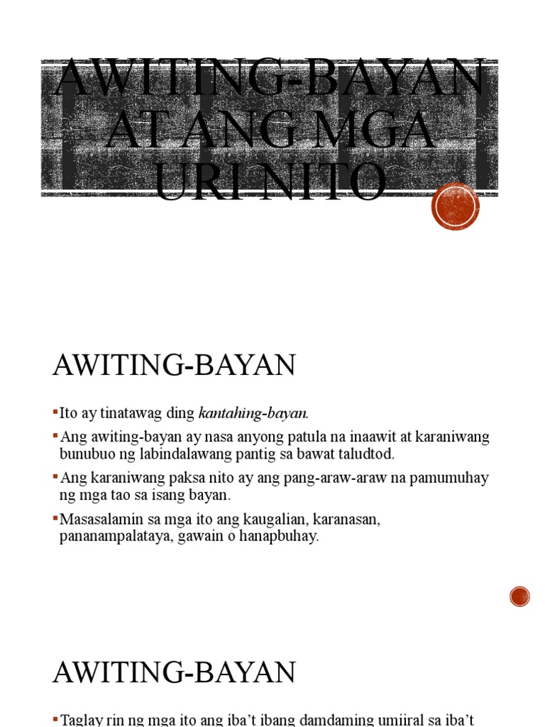 Awiting-Bayan at Ang Mga Uri Nito | PDF