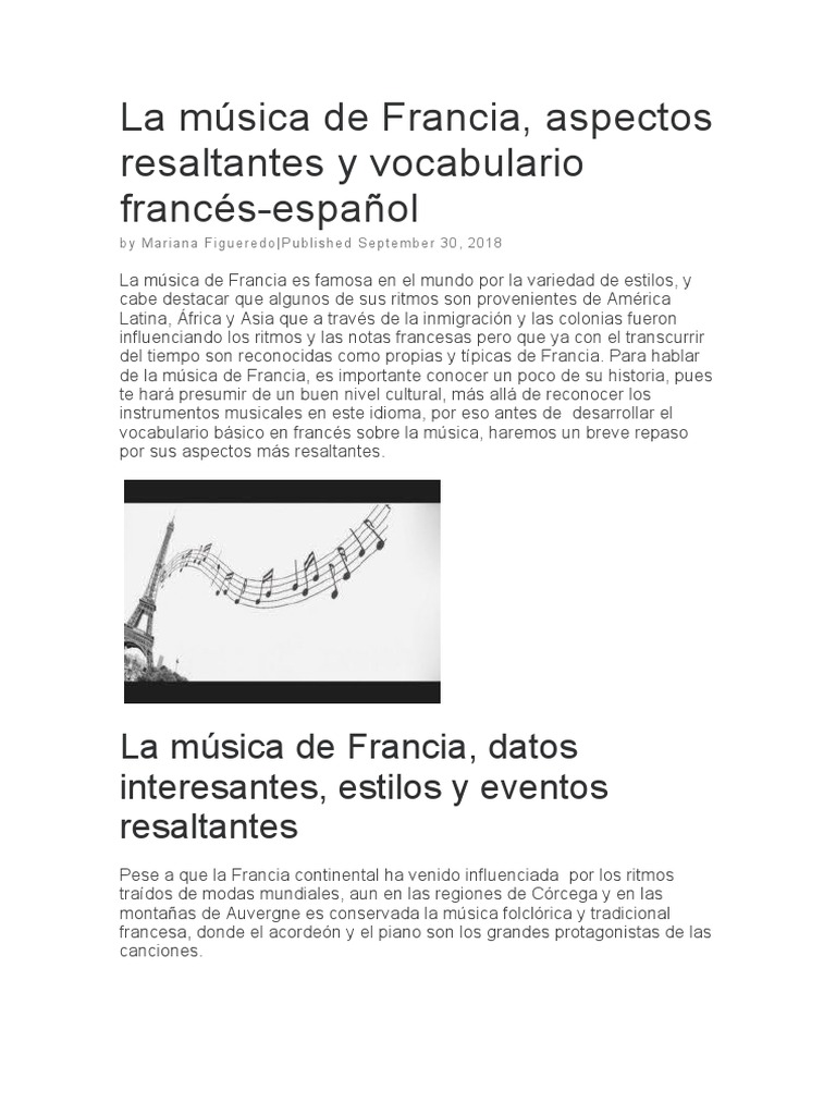 La música francesa: Un recorrido por su historia, estilos y vocabulario ...