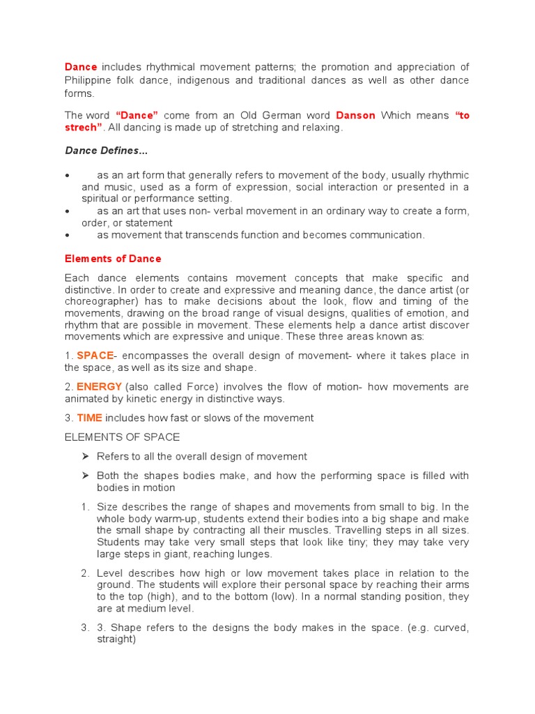 Dance Includes Rhythmical Movement Patterns | PDF | Dances | Rhythm