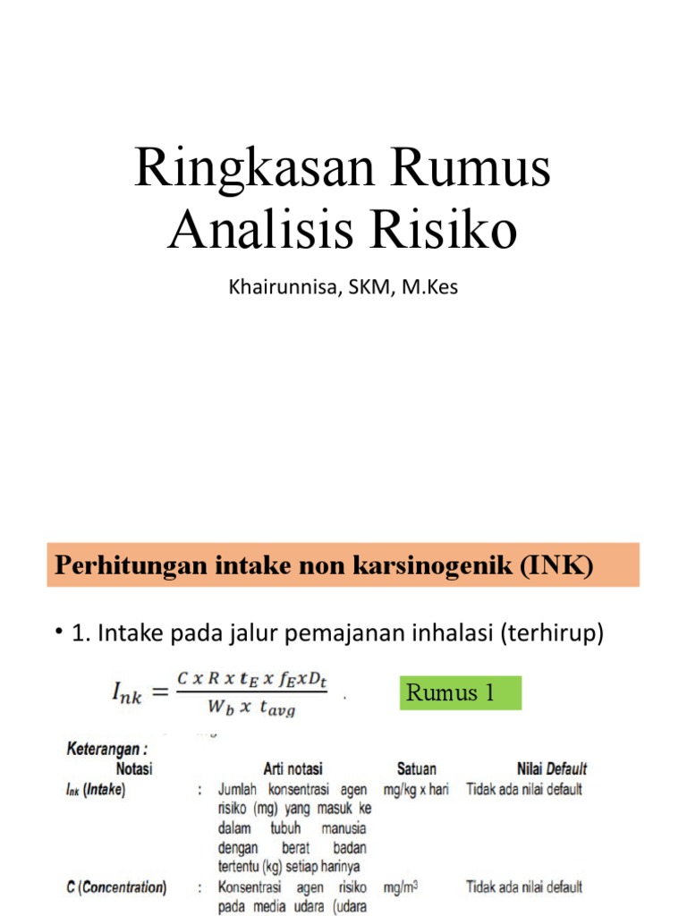 Ringkasan Rumus Analisis Risiko | PDF