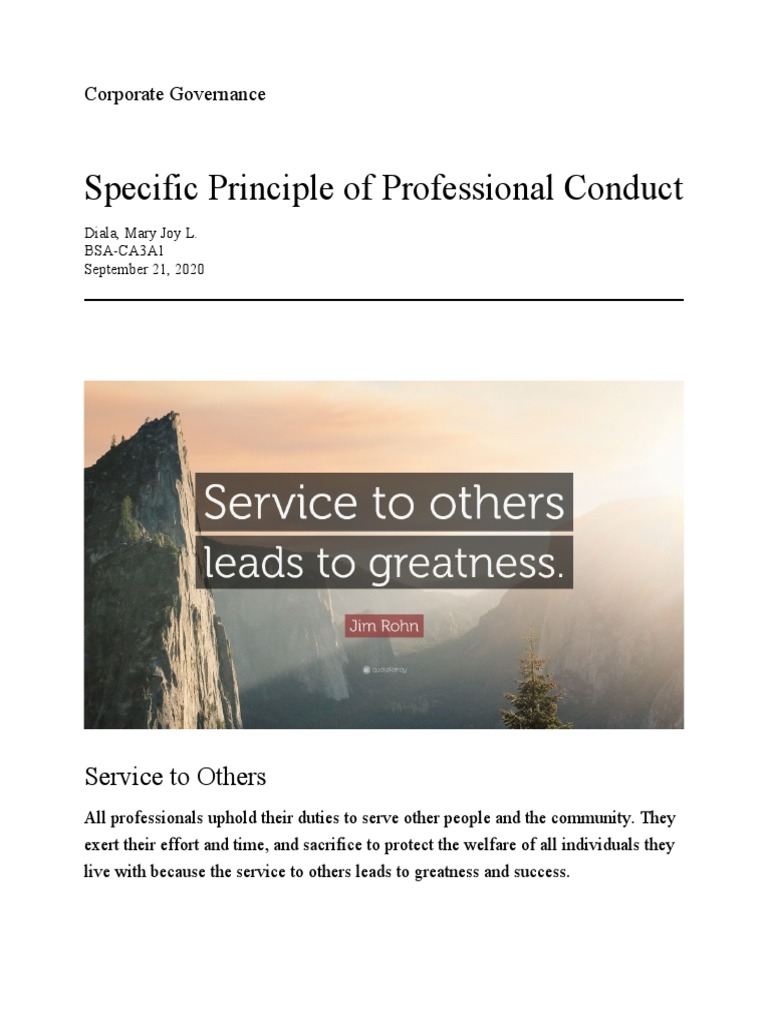 Specific Principle of Professional Conduct: Service To Others | PDF