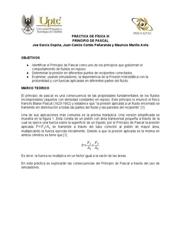 Lab 7 Guía Principio de Pascal | Descargar gratis PDF | Presión | Líquidos