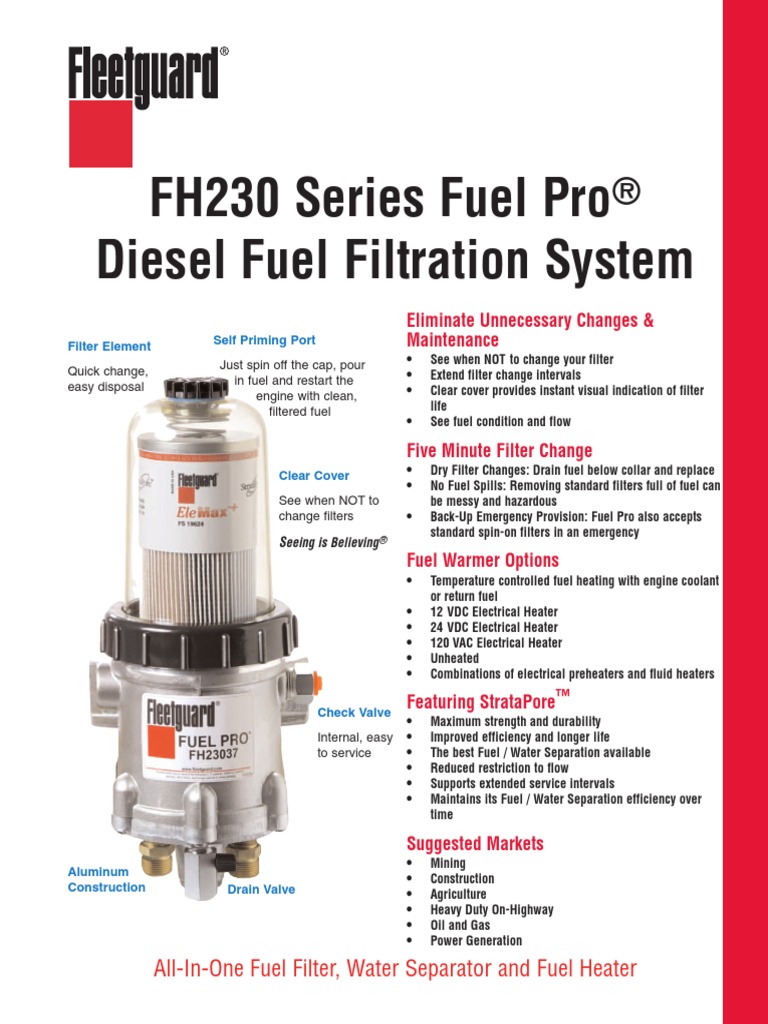 LT32559 - FH230 Series - Fuel Pro | PDF | Filtration | Electric Heating