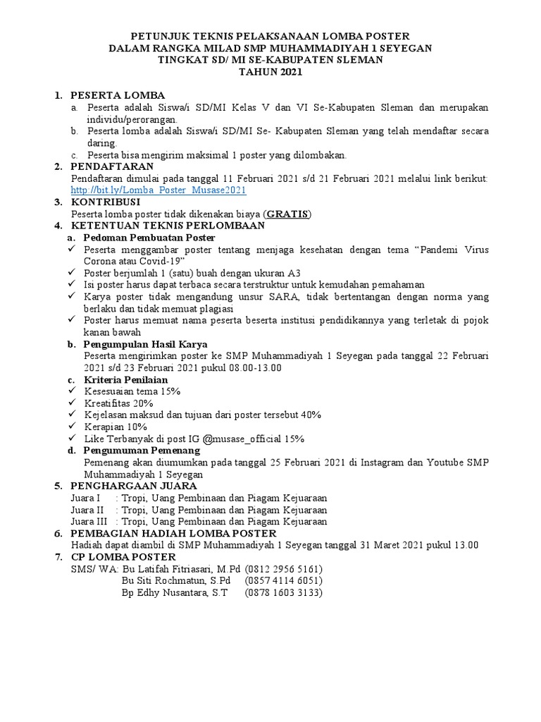 Juknis Lomba Poster Dan Try Out | PDF