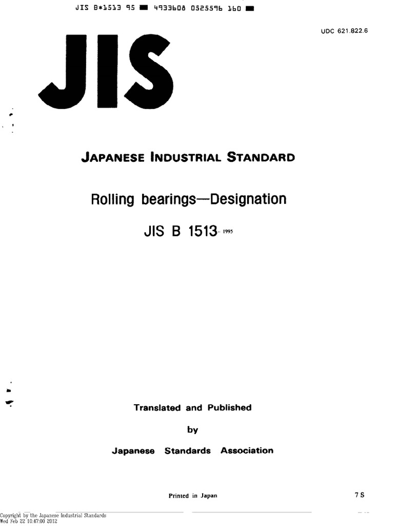 JIS-B1513 - Rolling Bearing - Designation | PDF
