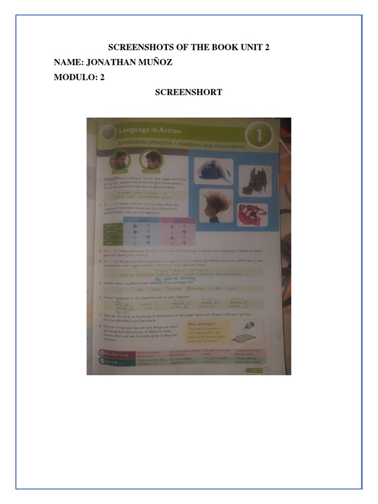 Book Unit 2 Screenshots by Jonathan Muñoz | PDF