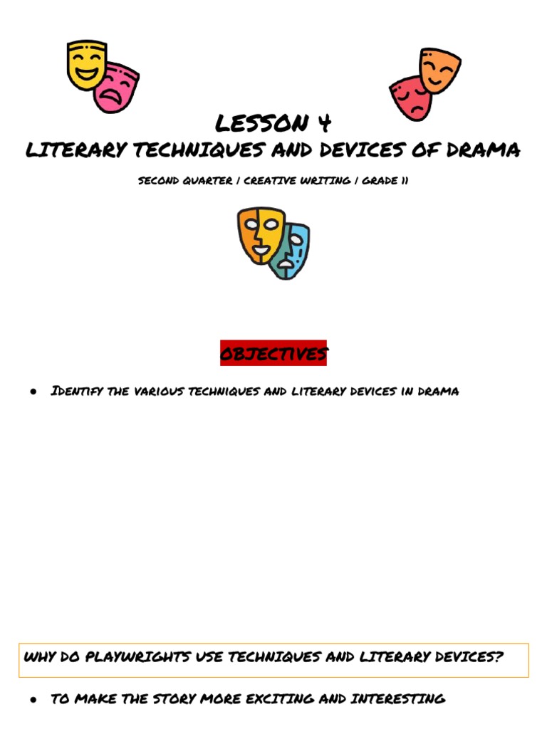 Lesson 4: Literary Techniques and Devices of Drama | PDF | Monologue ...