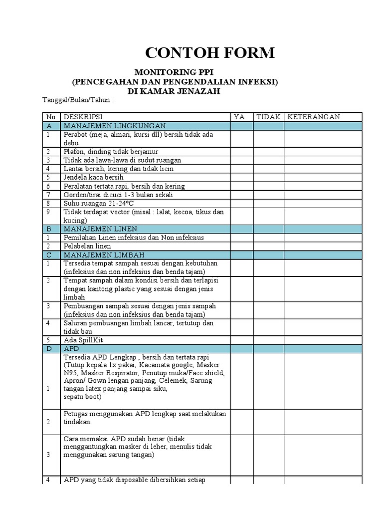 Contoh Lembar Monitoring Kamar Jenazah | PDF