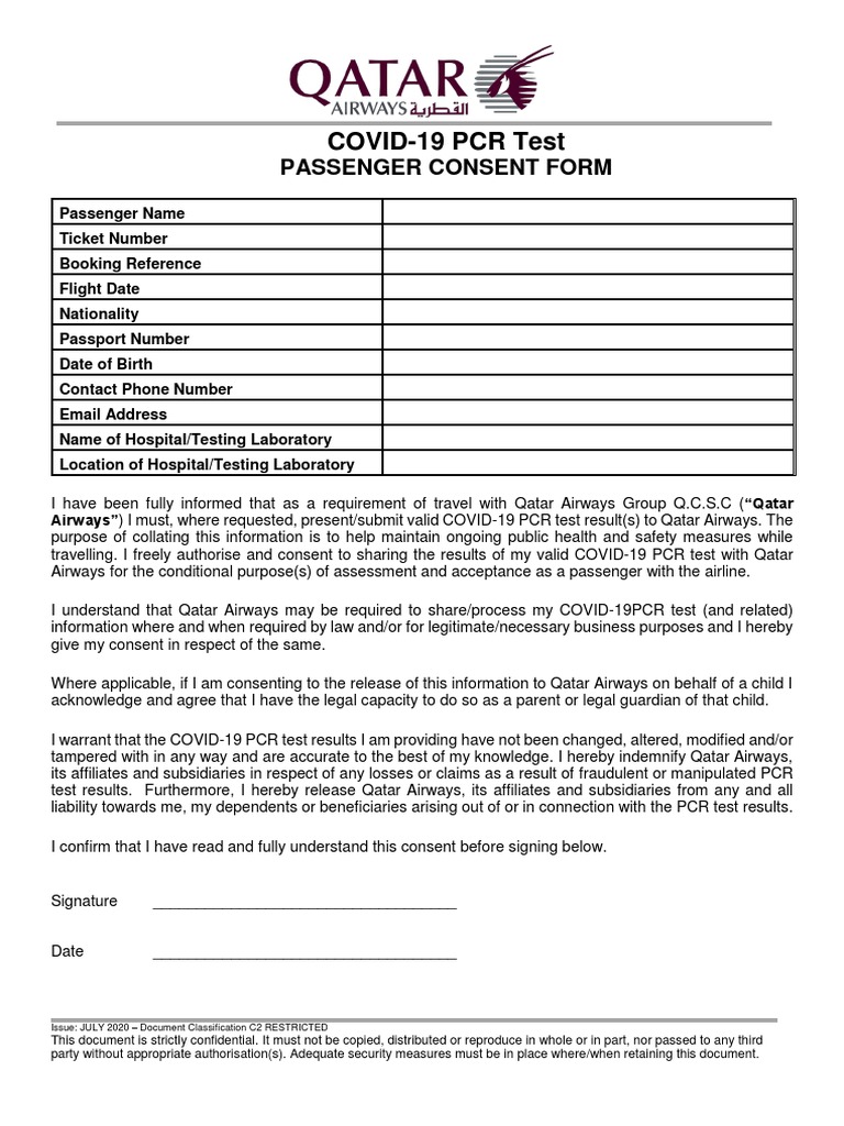 Qatar Air Consent Form | PDF