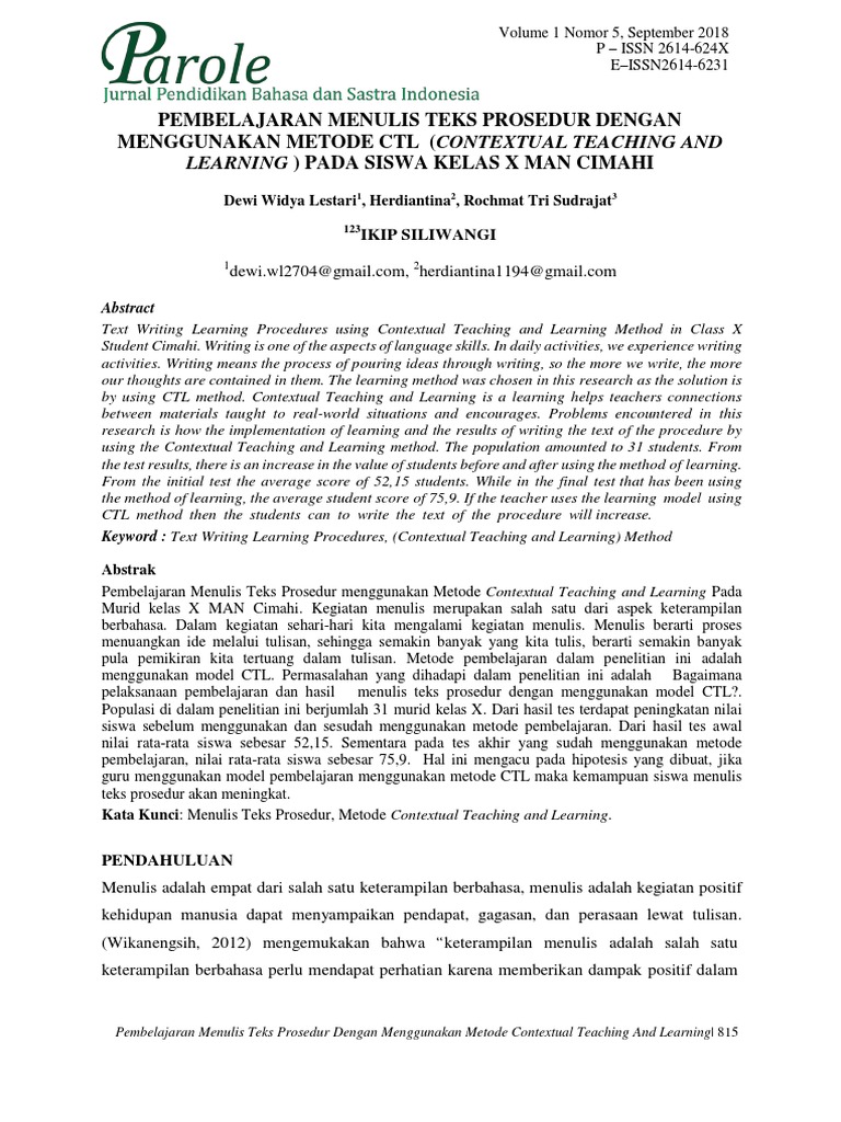 Tek Menulis Prosedur | PDF | Pedagogy | Behavior Modification