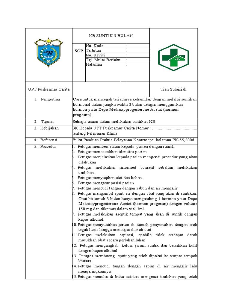 Sop KB Suntik 3 Bulan | PDF