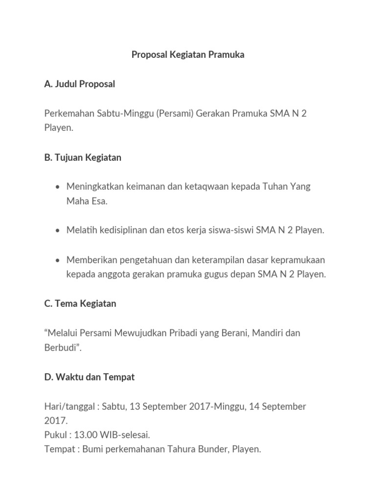 Proposal Kegiatan Pramuka | PDF