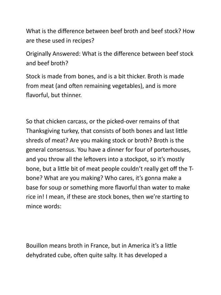 A17. What Is The Difference Between Beef Broth and Beef Stock | PDF