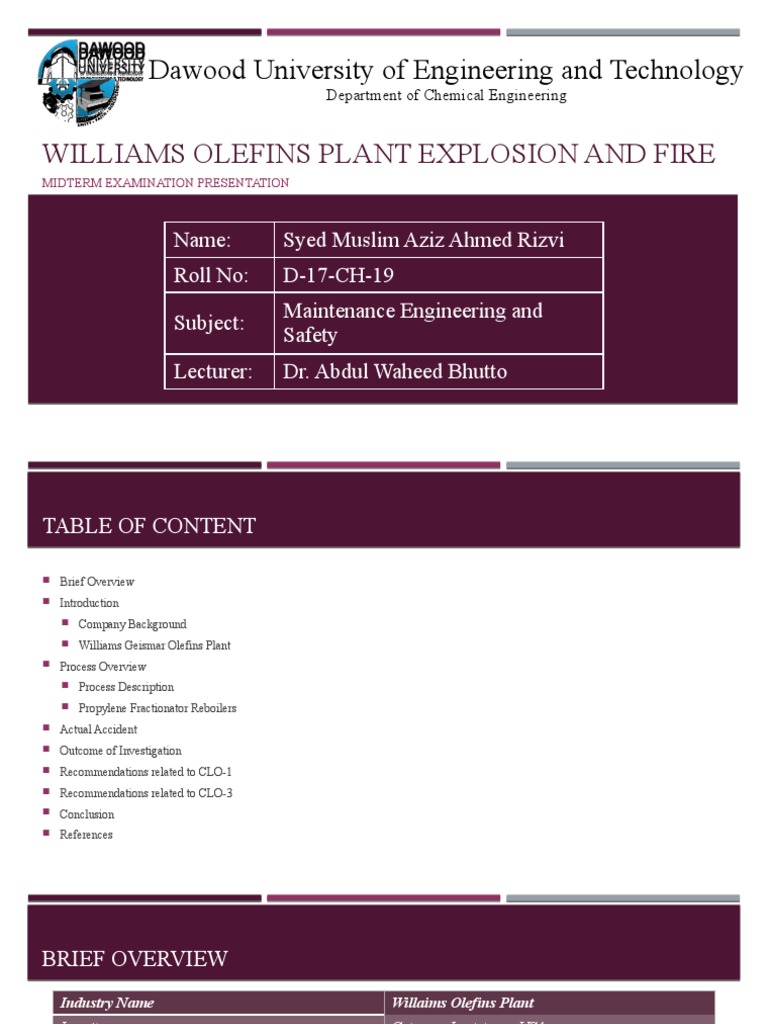 Williams Olefins Plant Explosion and Fire | PDF | Gases | Chemistry