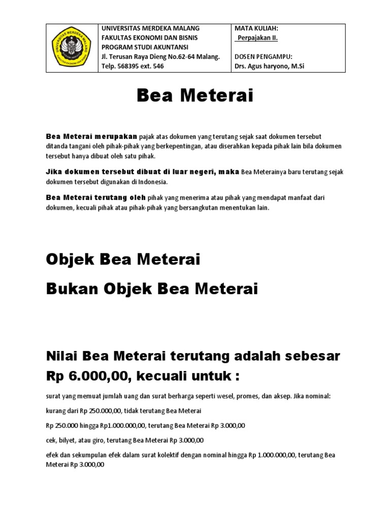 Bea Meterai | PDF