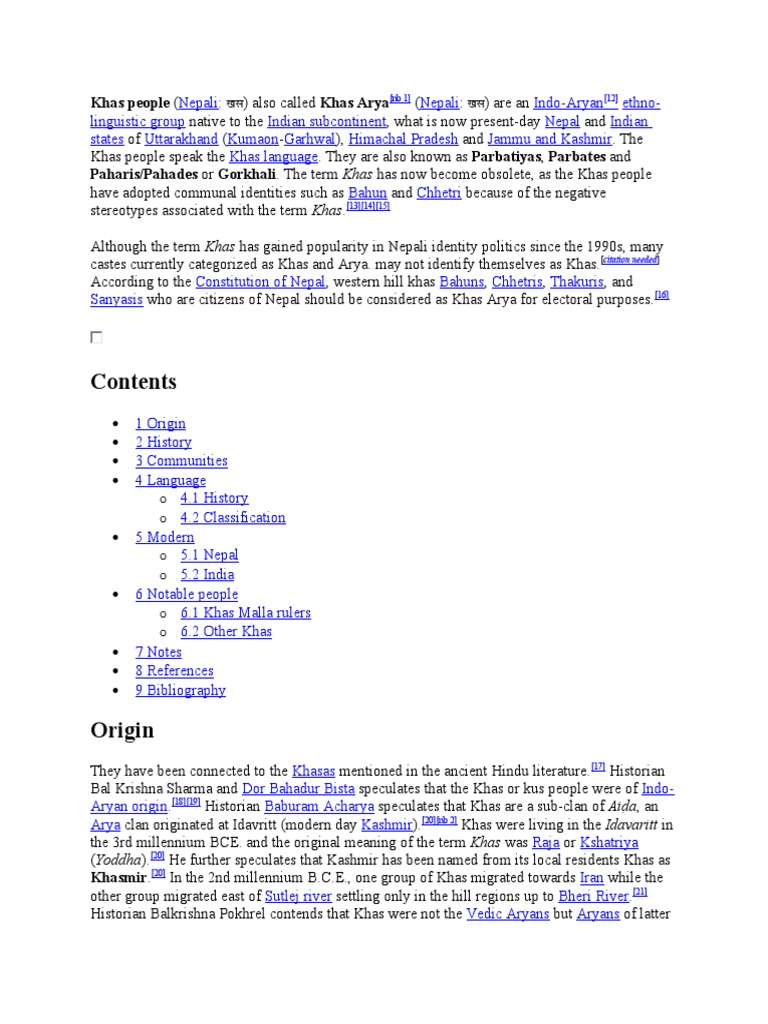 Khas People (: Citation Needed | PDF | South Asia | Indo Iranian Peoples