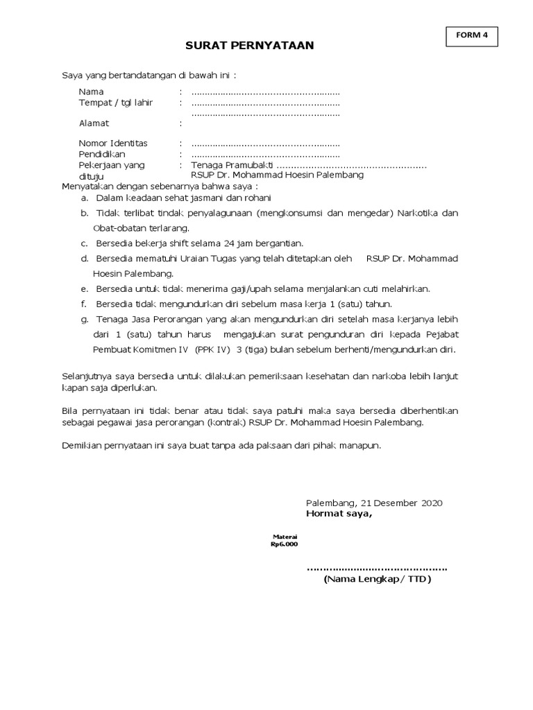 Surat Pernyataan Tenaga Pramubakti | PDF | Hukum
