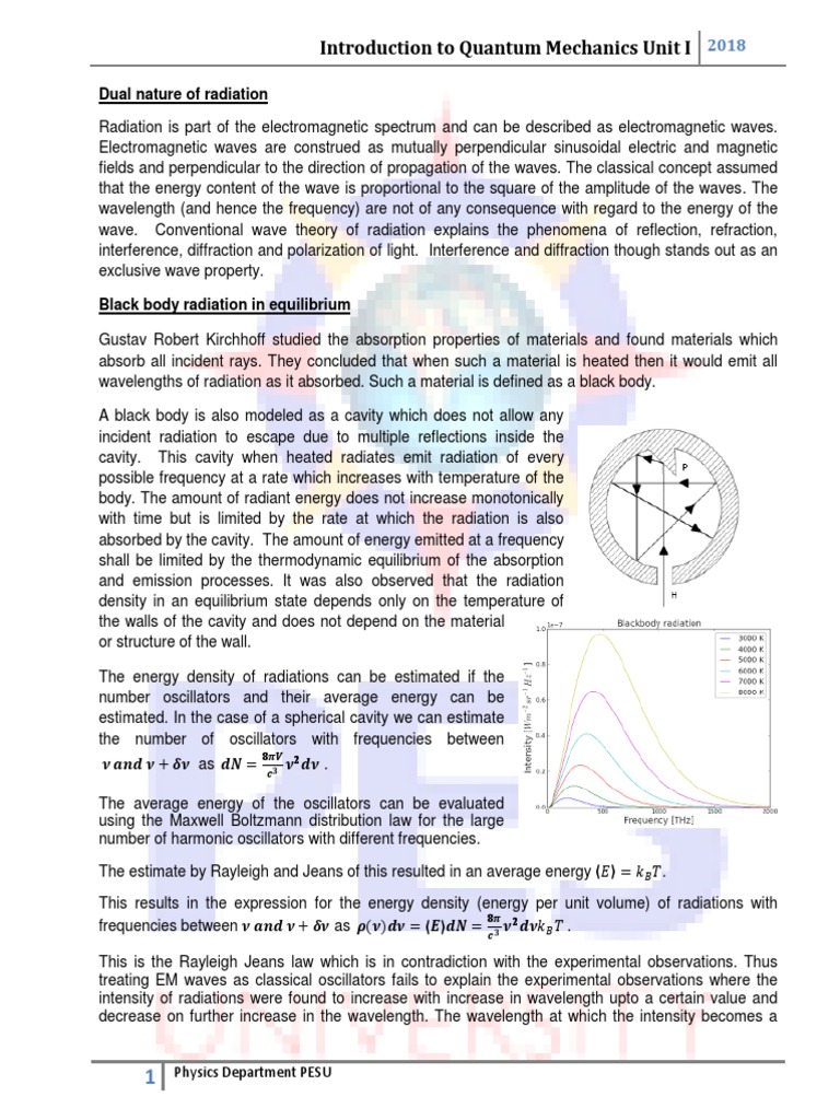 1 Introduction To Quantum Mechanics Unit I | PDF | Electromagnetic ...