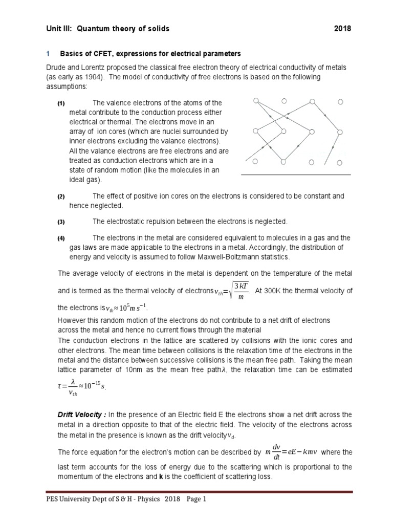 3 Quantum Theory of Solids | PDF | Electrical Resistivity And ...
