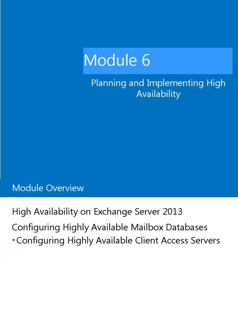 Planning and Implementing High Availability | PDF | Load Balancing (Computing) | Microsoft ...