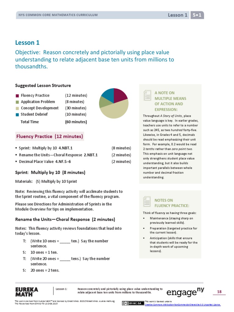 Math g5 m1 Topic A Lesson 1 | PDF | Common Core State Standards ...