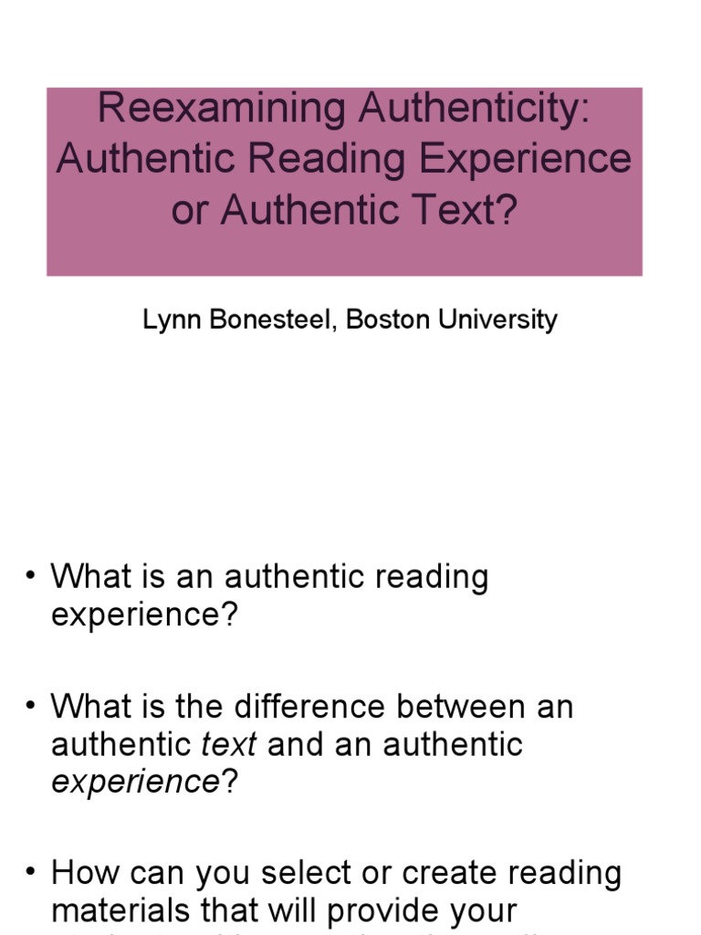 Defining Authentic Texts and Experiences | PDF | Reading Comprehension ...