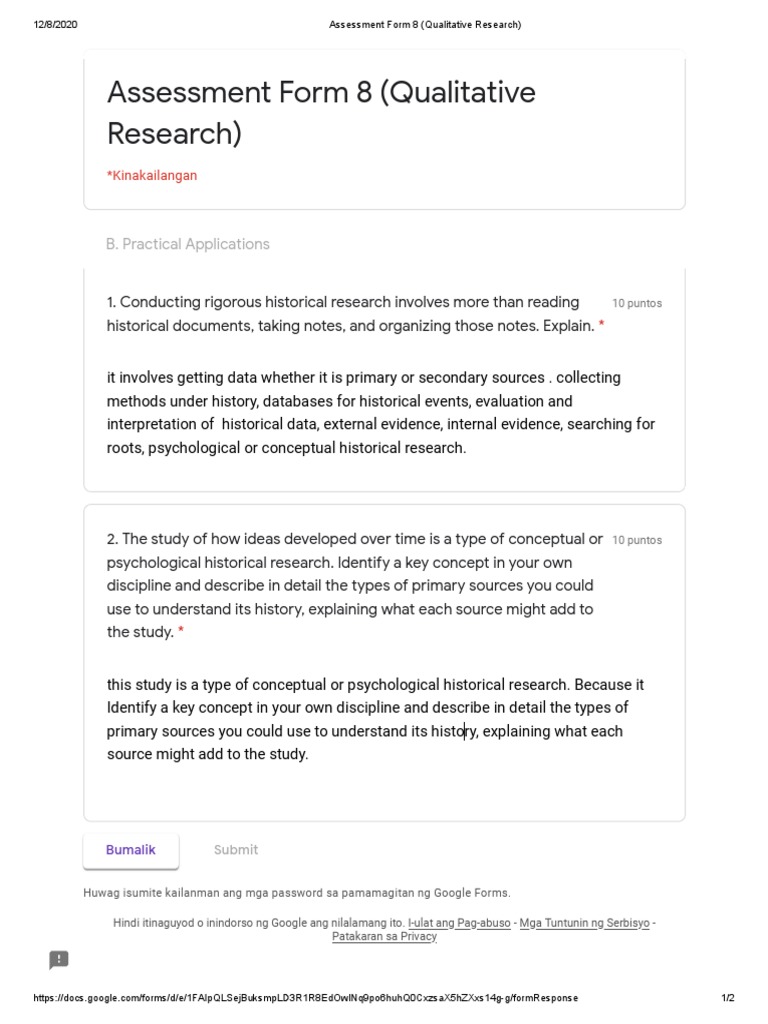 Assessment Form 8 (Qualitative Research) 2 | PDF