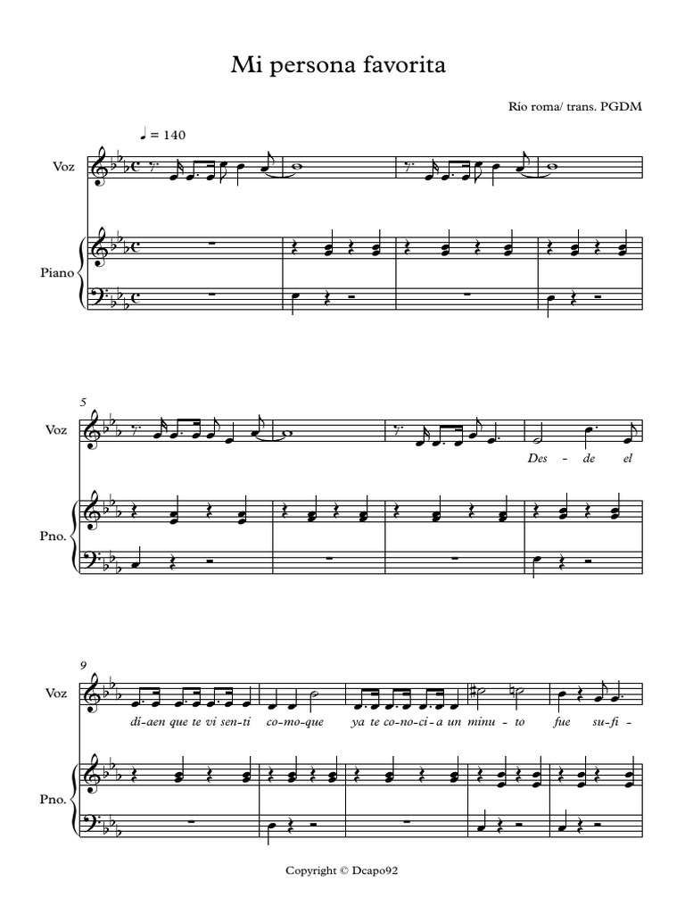 Mi Persona Favorita Rio Roma Partitura Completa | PDF