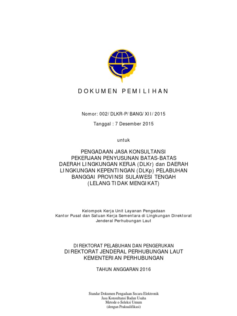 Dokumen Pemilihan DLKR Dan DLKP Pelabuhan Banggai | PDF