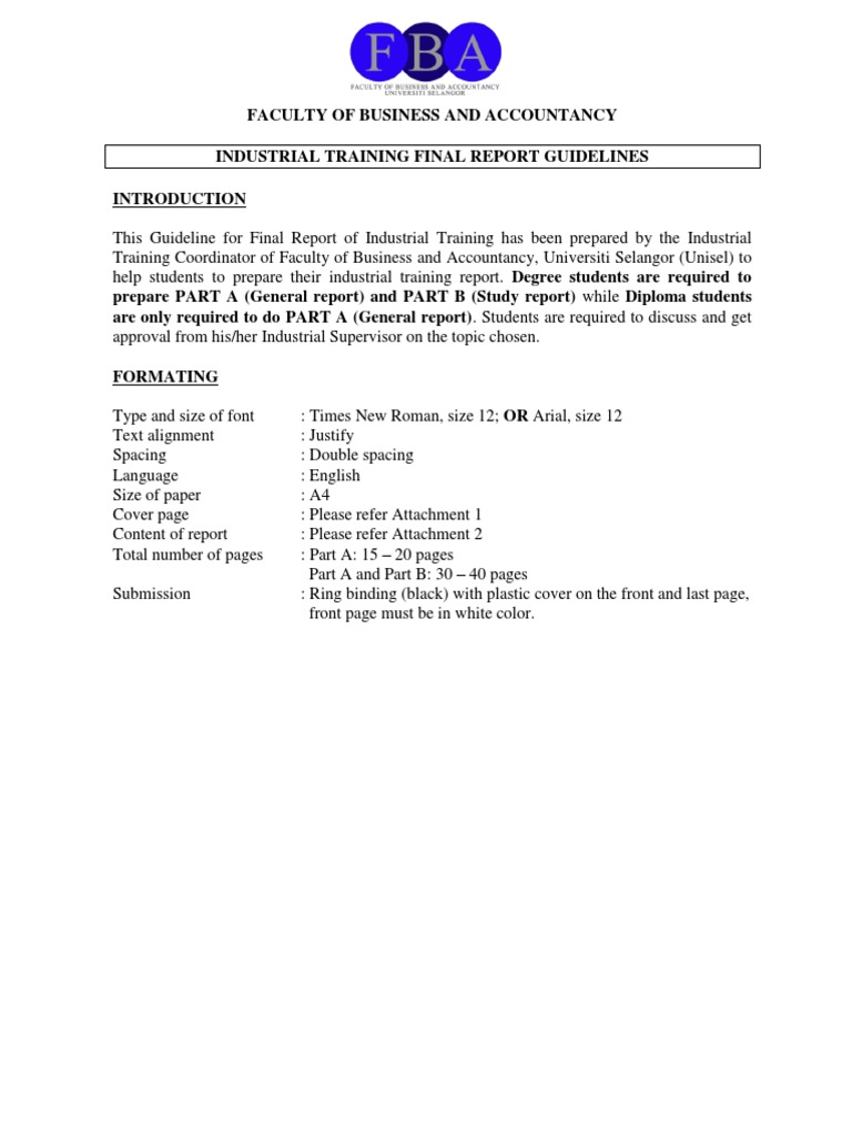 Industrial Training Final Report Guidelines | PDF | Communication ...