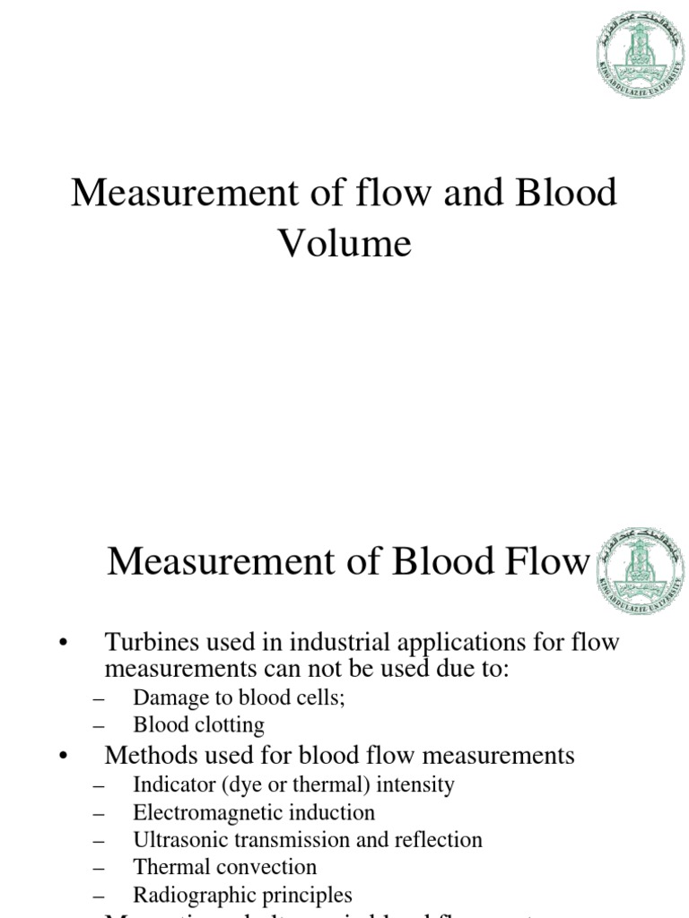 Measurement of Flow and Blood Volume | PDF