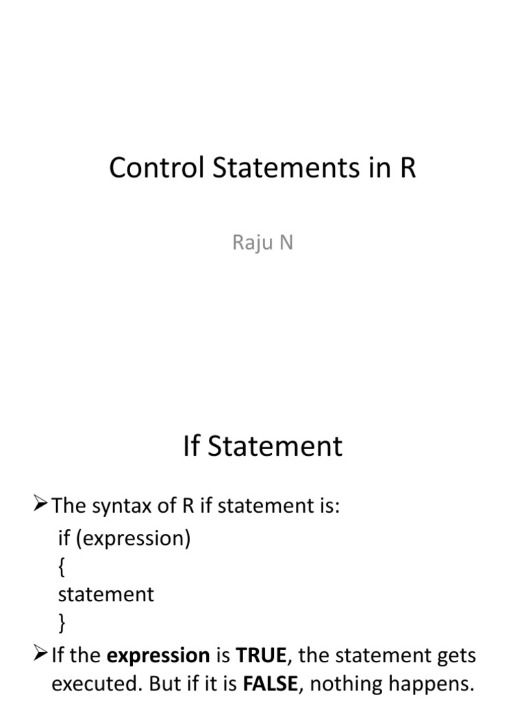 Control Statements in R | PDF | Control Flow | Software Development