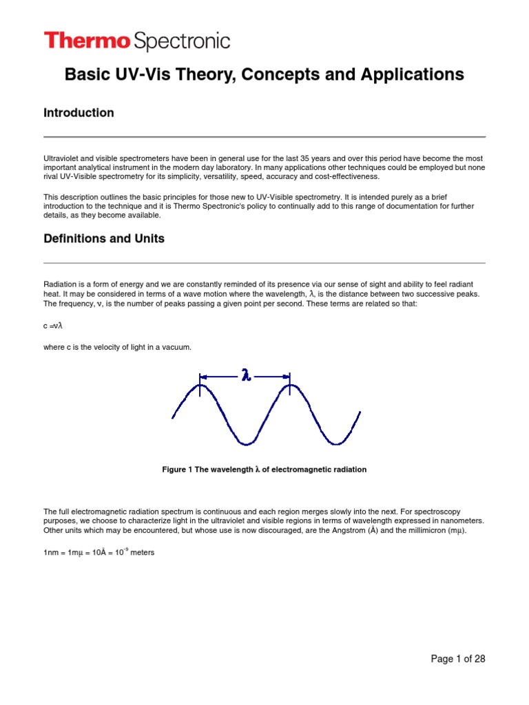 UV-Vis Spectroscopy Fundamentals | PDF | Energy Level | Molecular Orbital