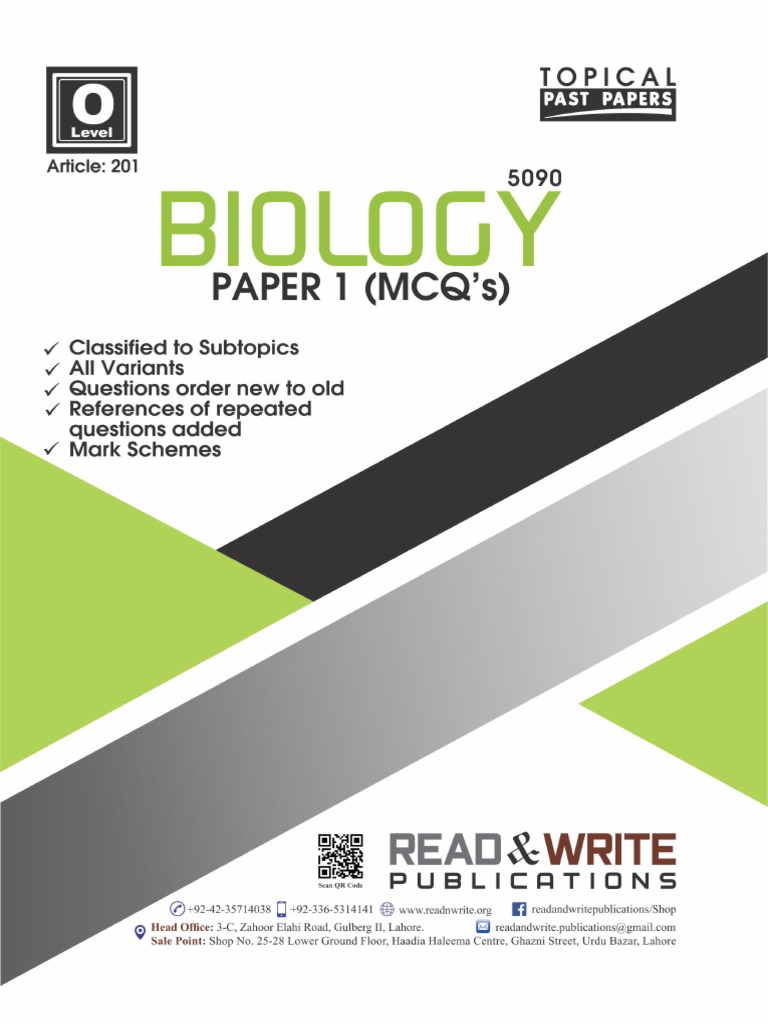 Biology O Level Paper 1 MCQs Topical Pas | PDF | Osmosis | Enzyme