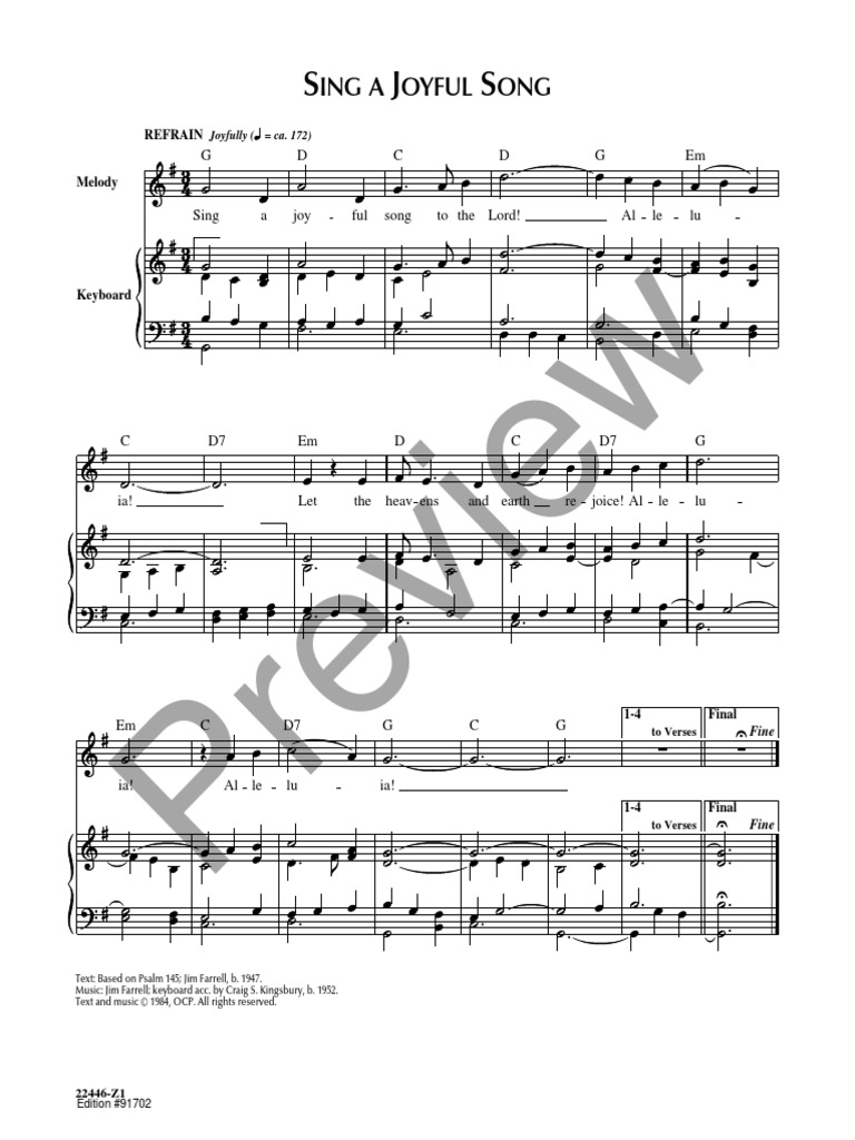 Sing A Joyful Song - PREVIEW | PDF | Christian Hymns | Hymns