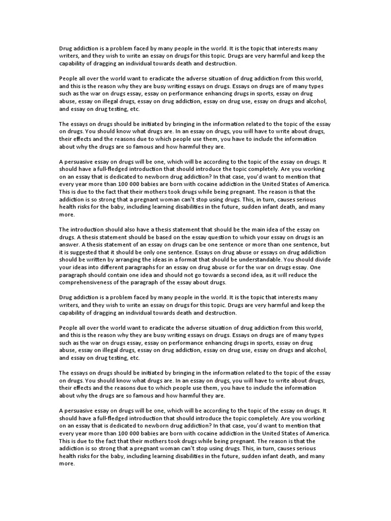 Drug Addiction Is A Problem Faced by Many People in The World | PDF ...