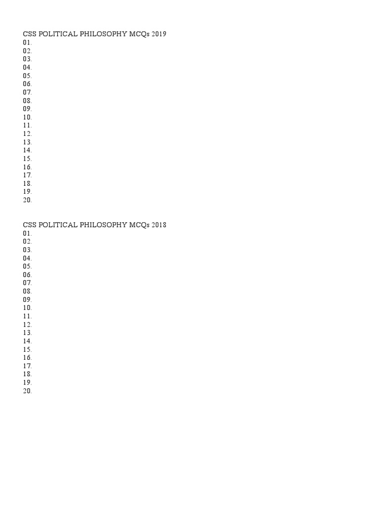 Css Political Science Paper 1 Mcqs | PDF | Political Philosophy ...