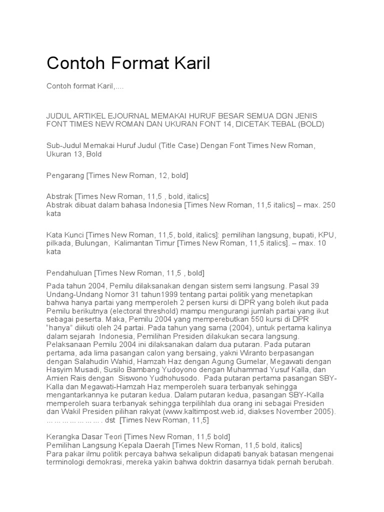 Contoh Format Karil 2 | PDF
