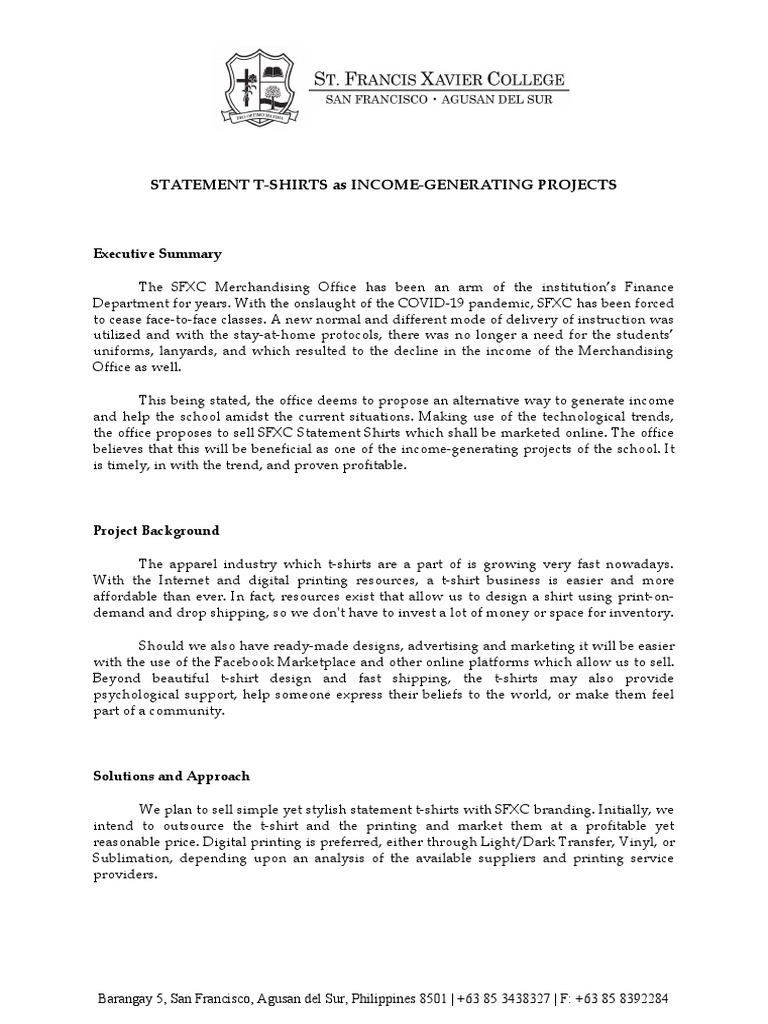T-Shirt Proposal | PDF | T Shirt | Mass Media