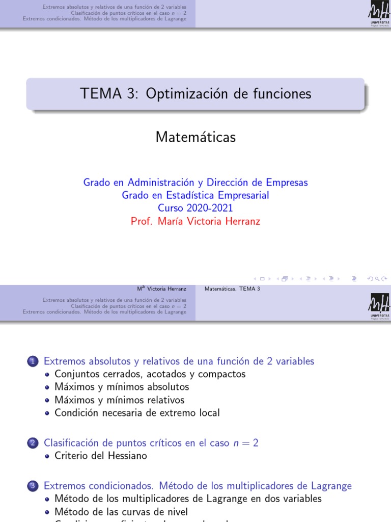 Tema3 Optimización | PDF | Optimización Matemática | Función (Matemáticas)