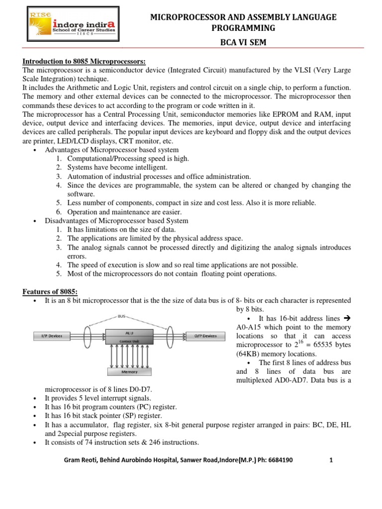 BCA VI Sem Microprocessor & Assembly Language Programming | PDF ...