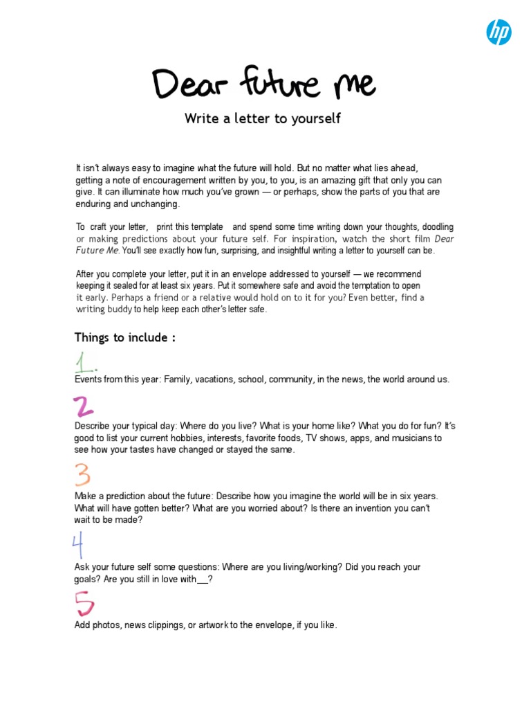 Future-Me Letter Template | PDF