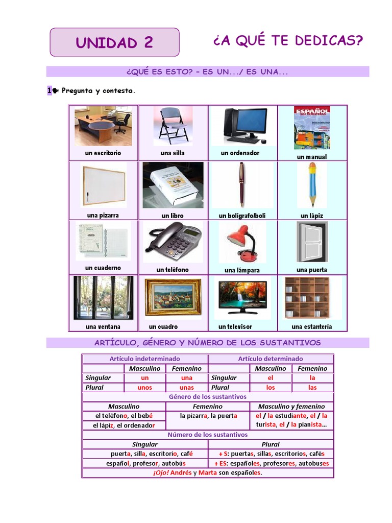 Unidad 2 (A1) - NUEVA | PDF | Lingüística | Idiomas