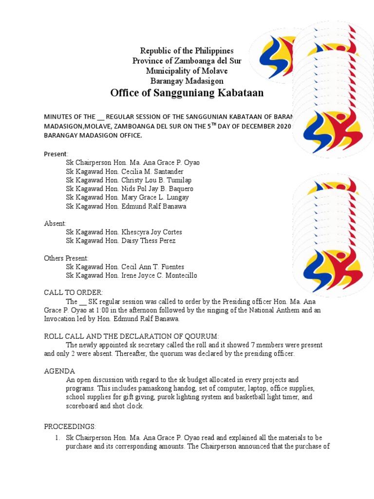 1ST SK Minutes | PDF | Government