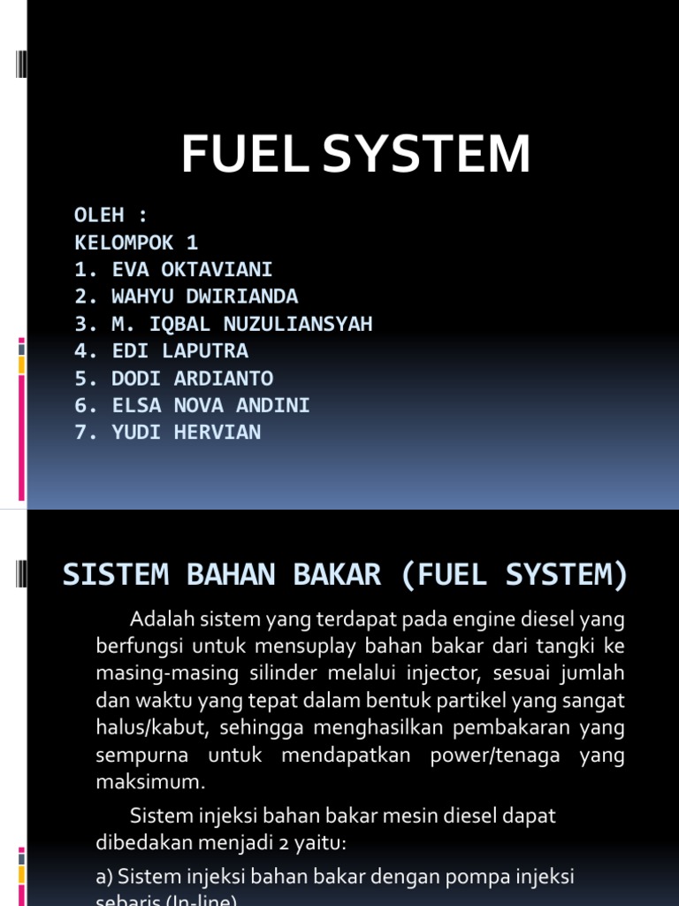 Komponen dan Fungsi Fuel System Diesel | PDF